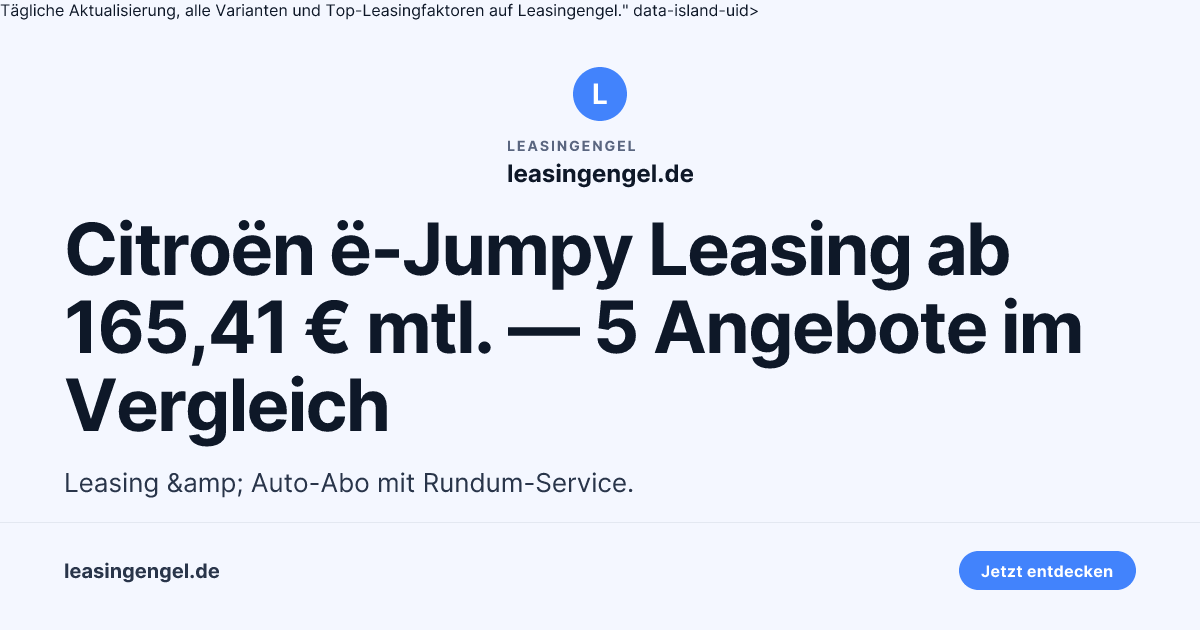 Citroën ë-Jumpy Leasing ab 165,41 € mtl. — 5 Angebote im Vergleich ...